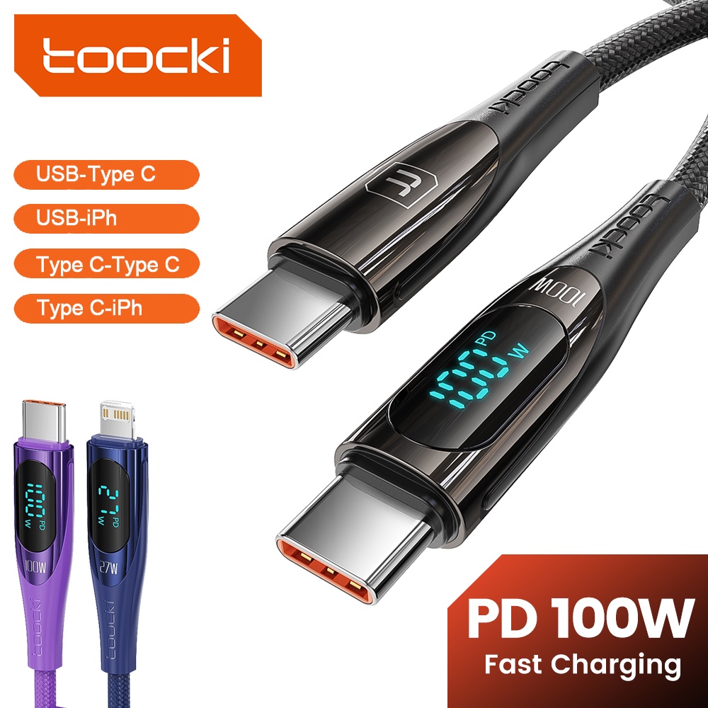 Toocki 100W C-C Digital Display Cable PD Fast Charging Type C To Type C ...