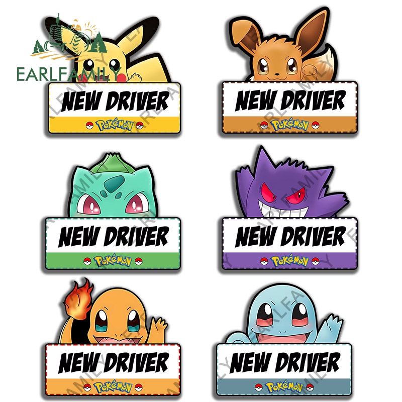 EARLFAMILY 13cm x 12.1cm Pokemon New Driver Car Stickers Scratch-Proof ...