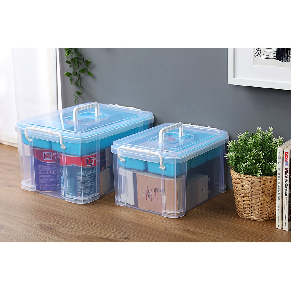 2-Tier Storage Box 9 Liters And 15 Capacity With Handle Multi-Purpose ...