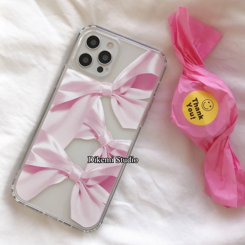 Korean ins Sweet pink bow soft silicone case For iphone16/15/13promax ...