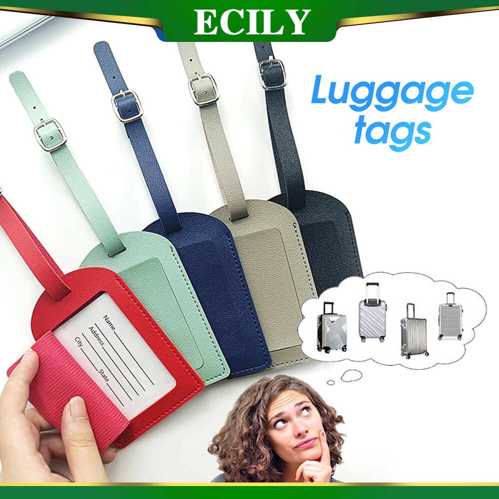 ECILY PU Leather Boarding Pass Card Set Suitcase Label Boarding Bag Label Portable Travel ...