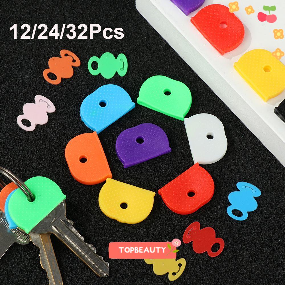 BEAUTY 12/24/32pcs Fashion Key Cap Covers Elastic Key Identifier Topper ...