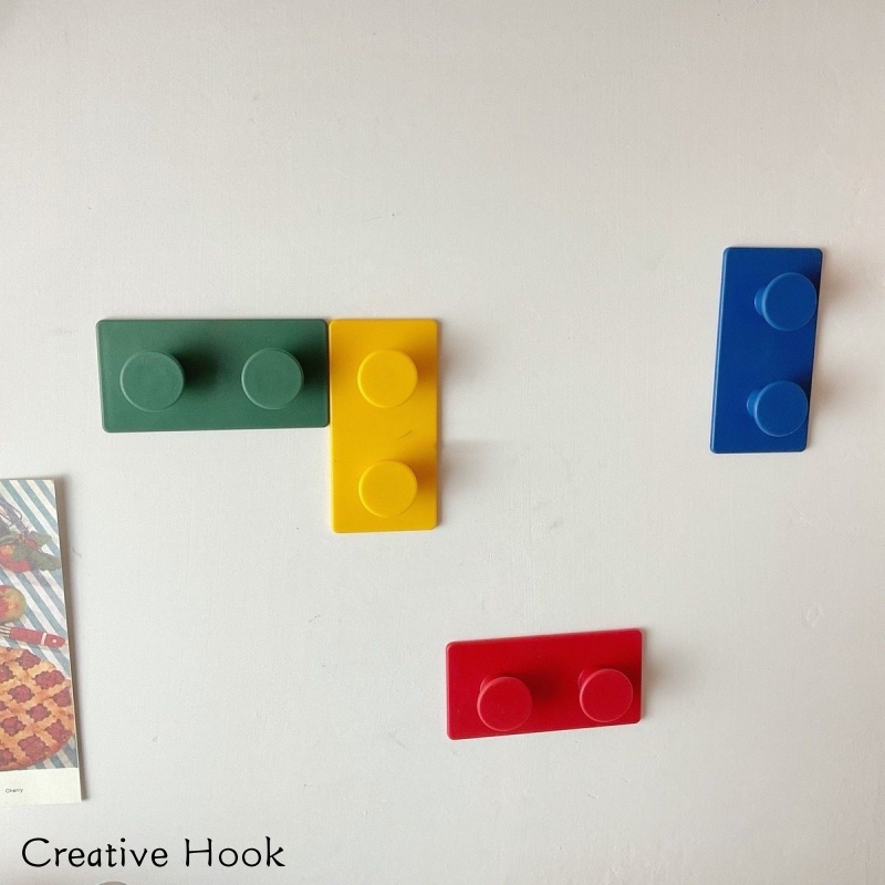 Ins Macaron Building Blocks Seamless Hook Kitchen Bathroom Color Sticky ...