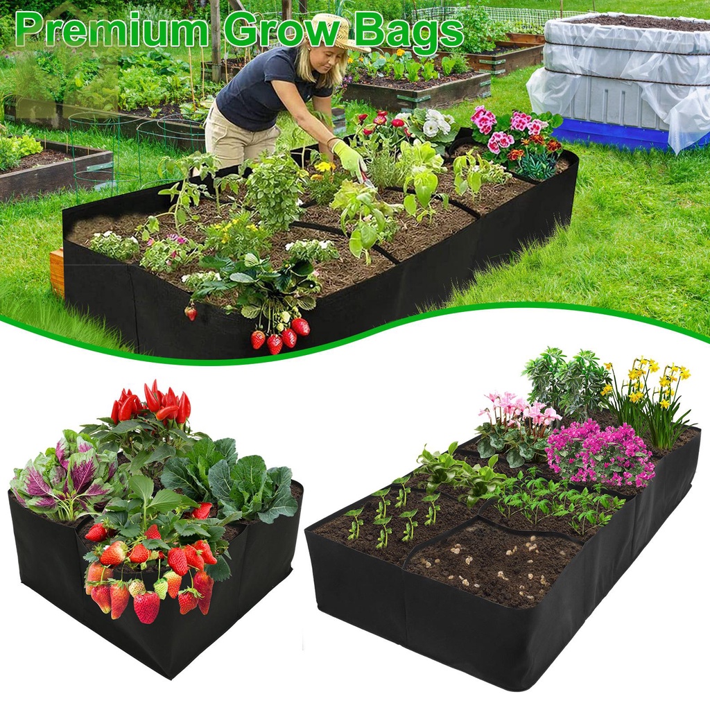 Garden Raised Planting Bed 4/8 Grids Reusable Fabric Raised Garden Bags ...