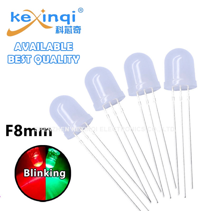 10pcs F8 8mm Flash Red Green Fog Astigmatism Two-color Light Emitting ...