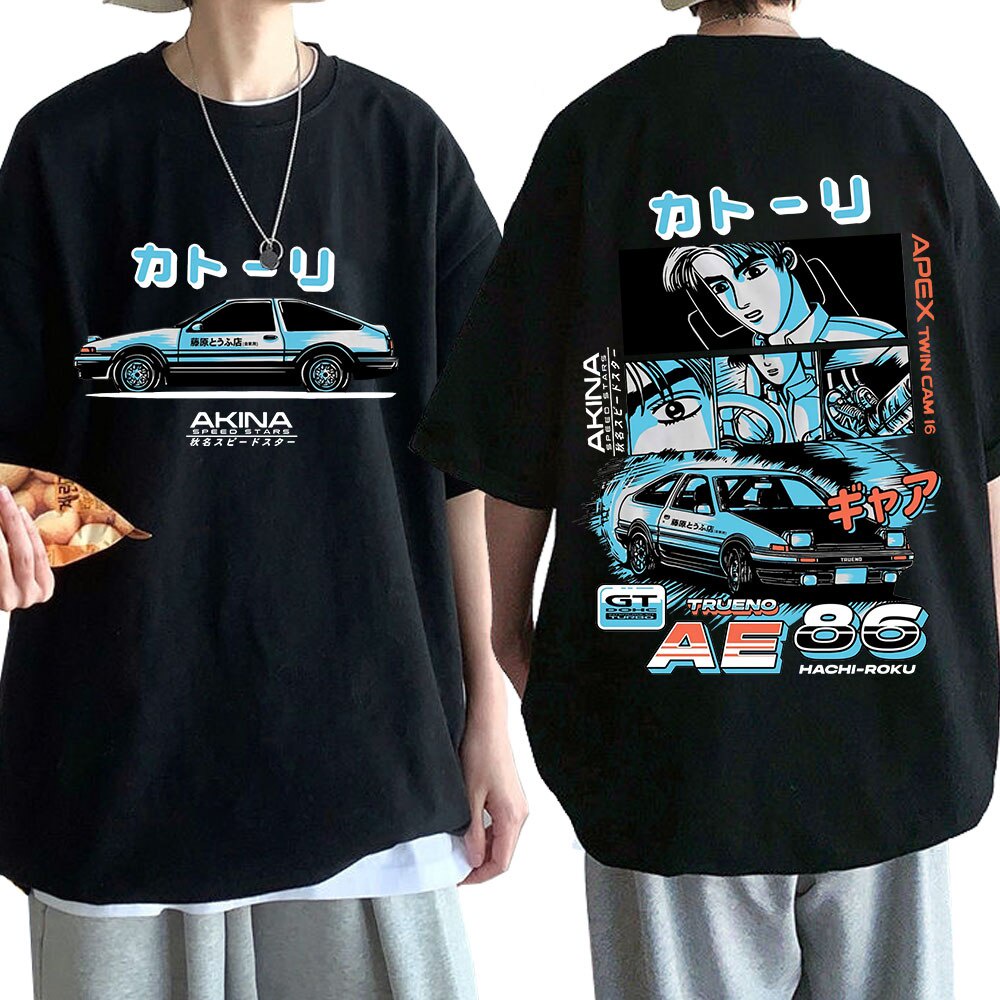 Fujiwara Takumi Drift Japanese Anime Initial D Double Sided T-shirt ...