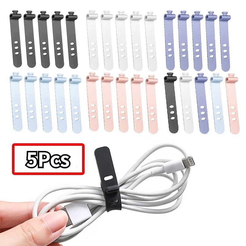 5Pcs Silicone Cable Strap Clips/Reusable 3 Holes Date Cable Wire ...