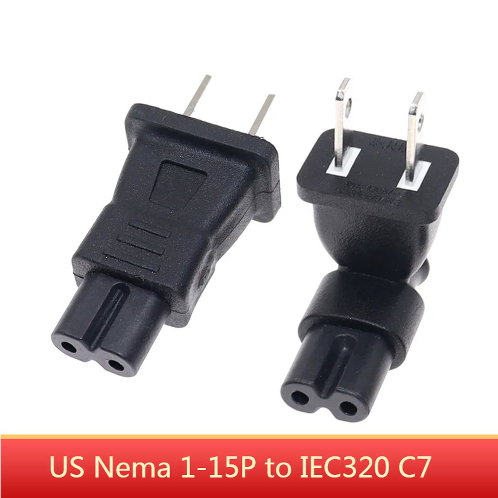 US NEMA 5-15P 2-pin power cable plug to IEC C7 figure 8 receptacle plug ...