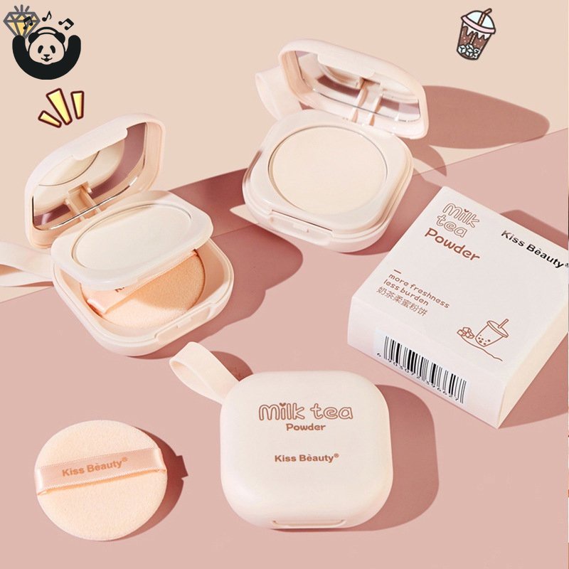 Kiss Beauty Milk Tea Makeup Pressed Powder Matte Flawless Full Coverage ...