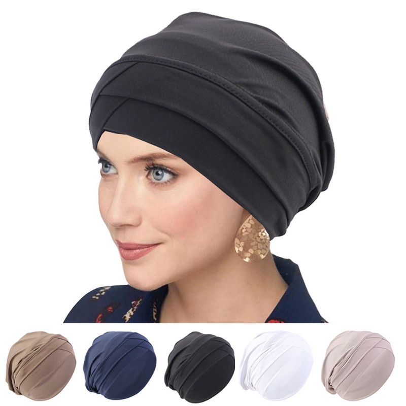 Turban Cap Hijabs Chemo Hat Headscarf Base Wig Baotou Double Cross ...