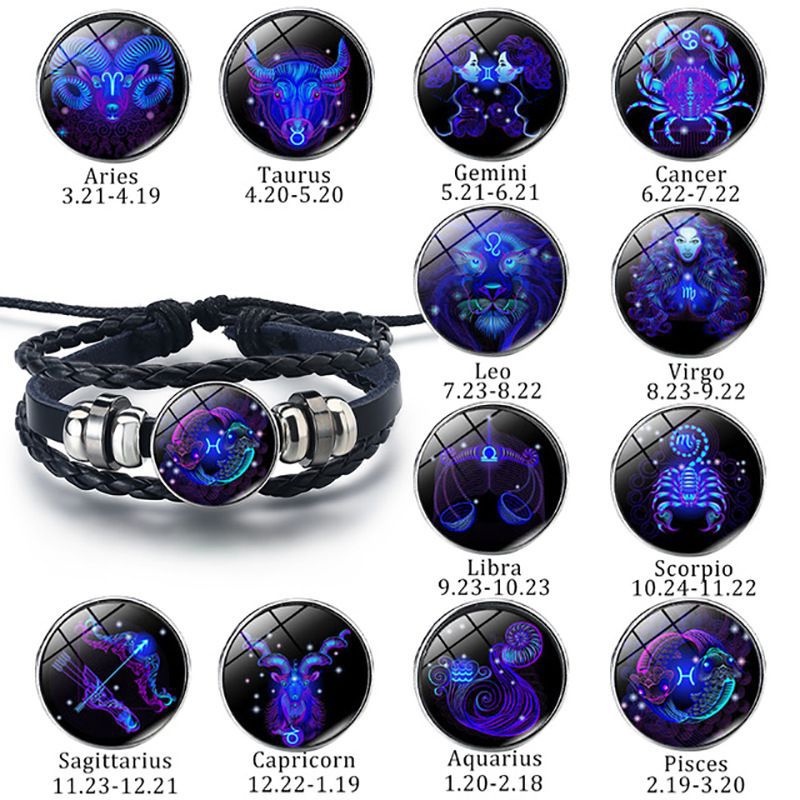 Lucky Couple Bracelet 12 Zodiac Signs Constellation Bracelet for Woman ...