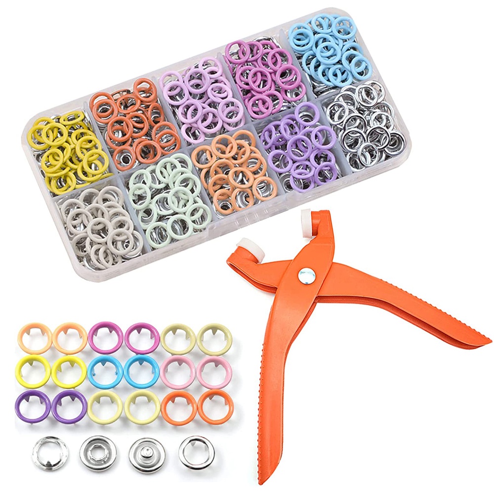 100 Sets Snap Button Fasteners Kit for DIY Sewing Clothes Crafting ...