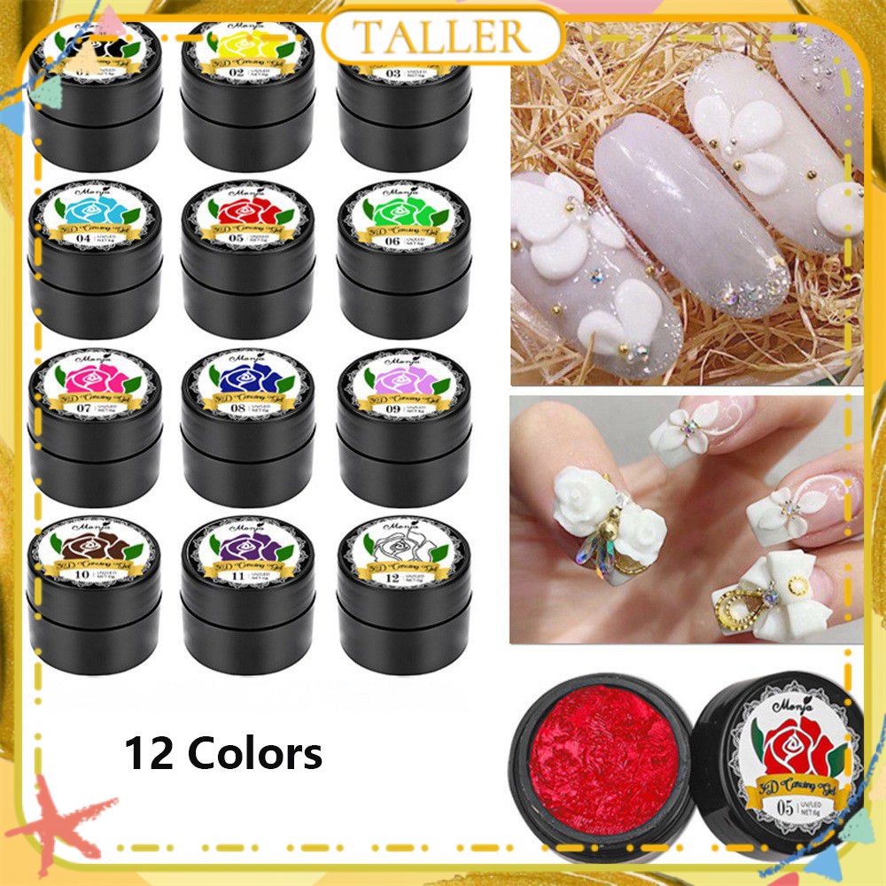 Ready Stcok Monja Nail Carving Glue 4d Three-dimensional Plastic Relief ...