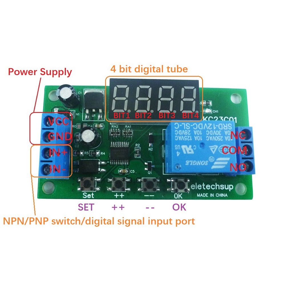 KC23C01 DC 5V 12V 24V Delay Relay Module 1-Channel Multifunction Pulse ...