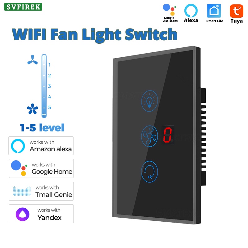 Tuya Smart WiFi Touch Wall Switch US Fan Light Ceiling Lamp Speed ...