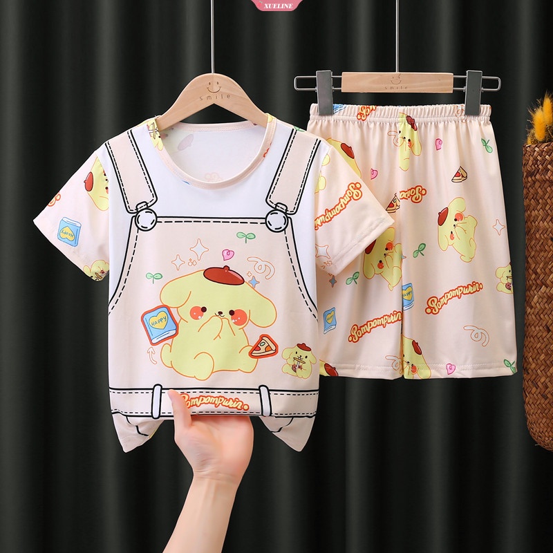 Kawaii Sanrio Kids Pajama Set Kuromi PompomPurin Cinnamoroll Hello ...