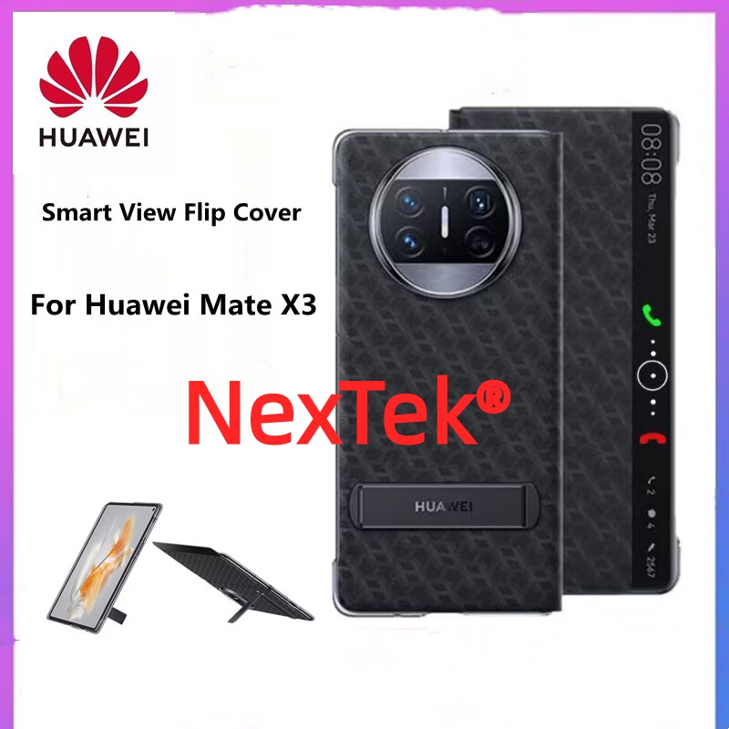 Original Huawei Mate X3 Smart View Flip Cover Window Case Auto Sleep Wake Up Phone Cases For ...