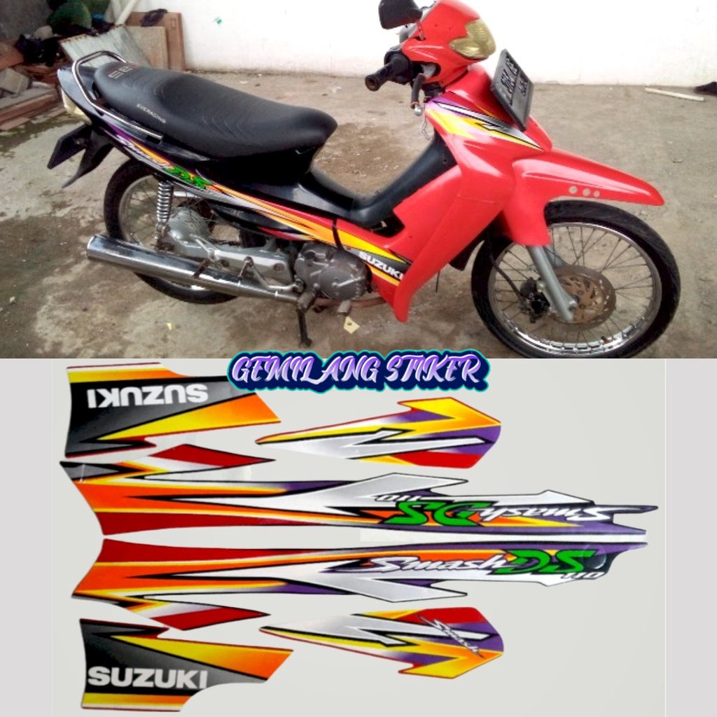 HITAM MERAH Striping Decal Polet Sticker suzuki smash 110 ds 2003 2004 ...