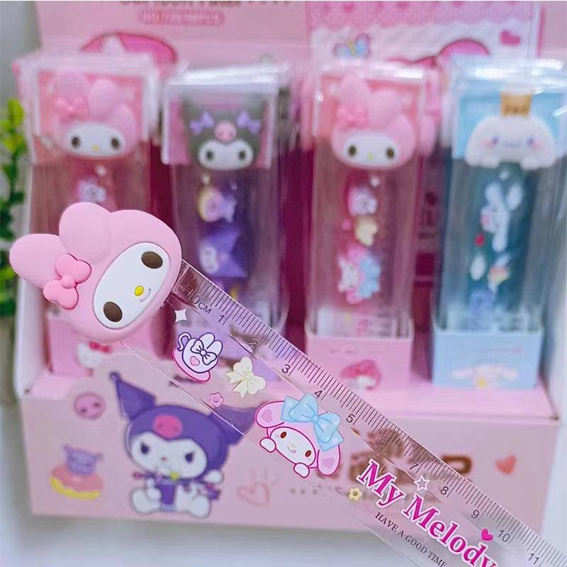 2023 Sanrio 15cm Kawaii Clear MyMelody Kuromi Cinnamoroll Ruler Cute ...