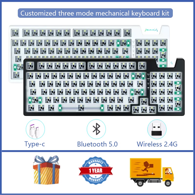 MONKA AE98 Customized Three Mode Mechanical Keyboard Kit RGBug Game ...