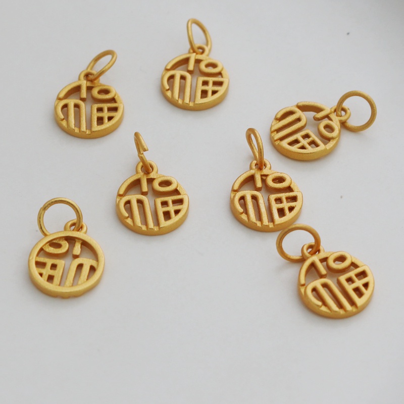 Pendant diy 18k Matte Gold Color Retention Sandblasting Gold Matte ...