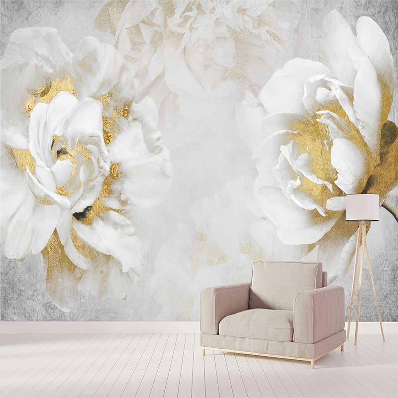 Custom Nordic Simple Retro Gold Rose Abstract Flower 3d Living Room ...