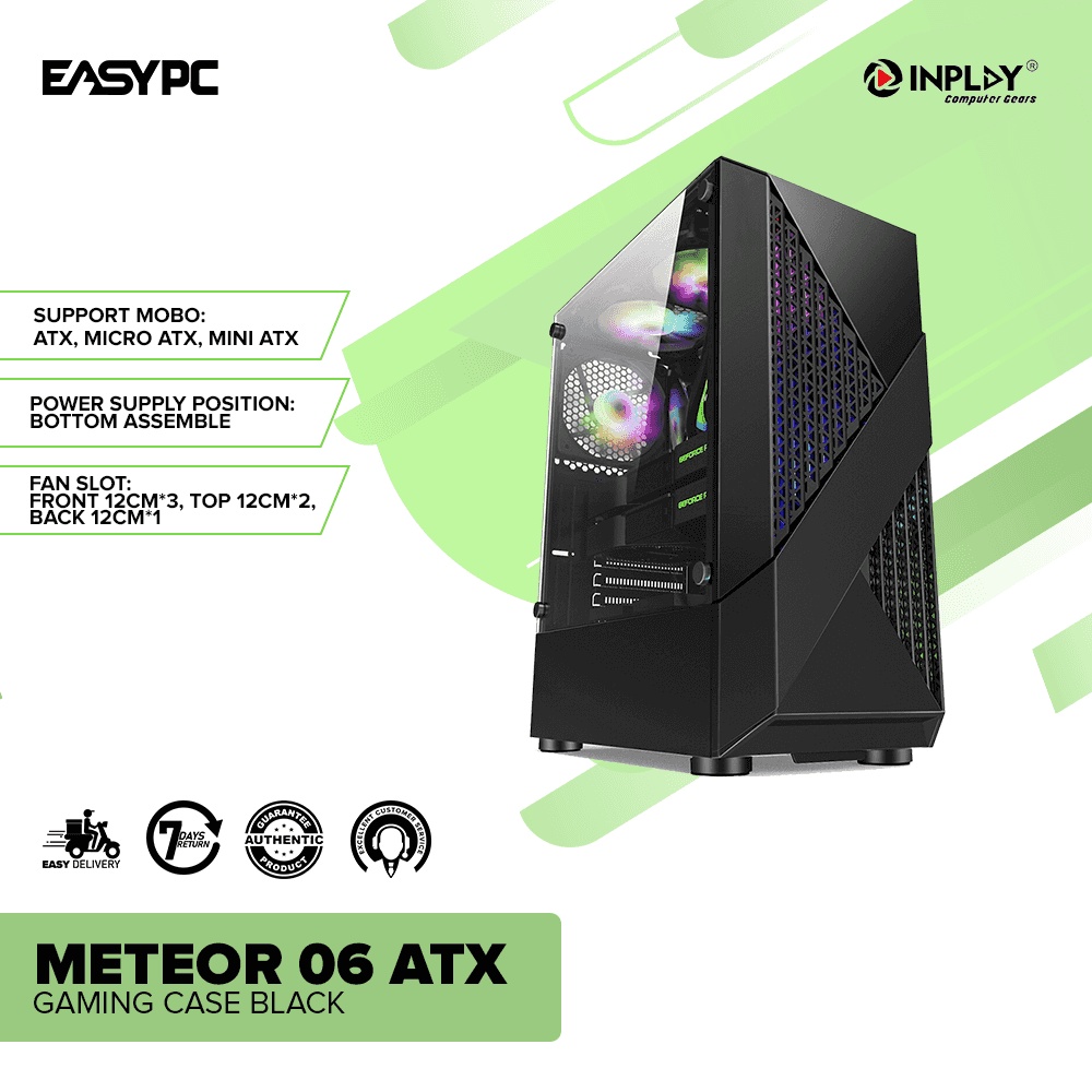 EasyPC| InPlay Meteor 06 pc case gaming| ATX| Black | Shopee Philippines