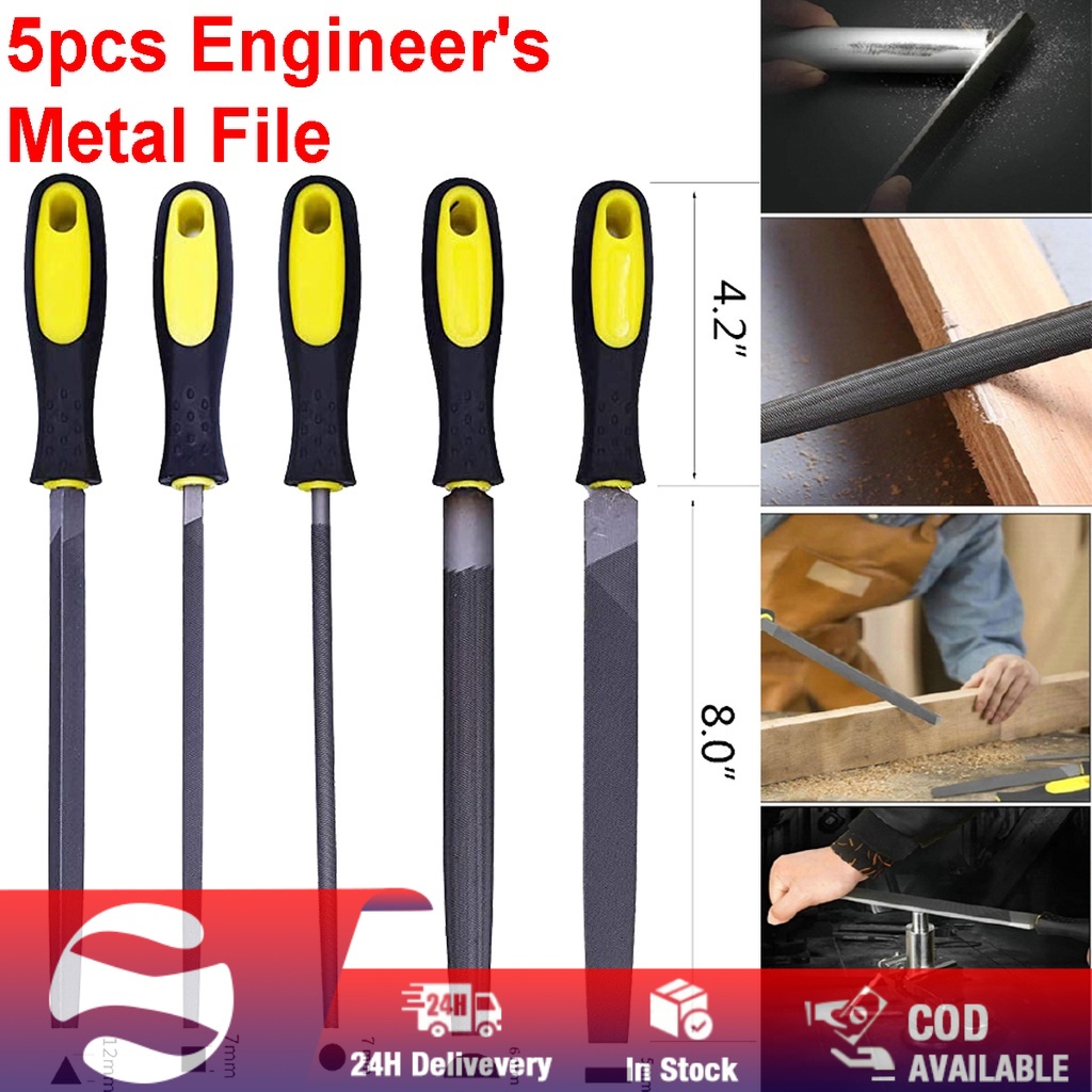 5pcs/set Engineer Metal File 8 Inch 200mm Soft Grip Assorted Half Round ...