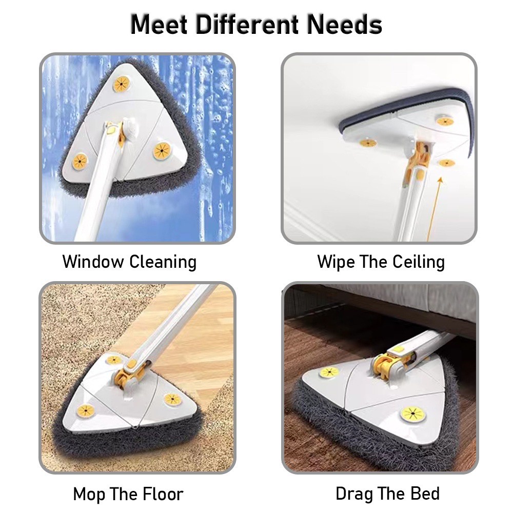 Self-wringing Triangle Extended Rotatable Cleaning Mop for Dust Floor ...