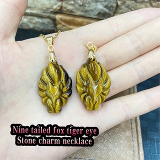Nine tailed fox jade stone original charm necklace feng shui lucky ...