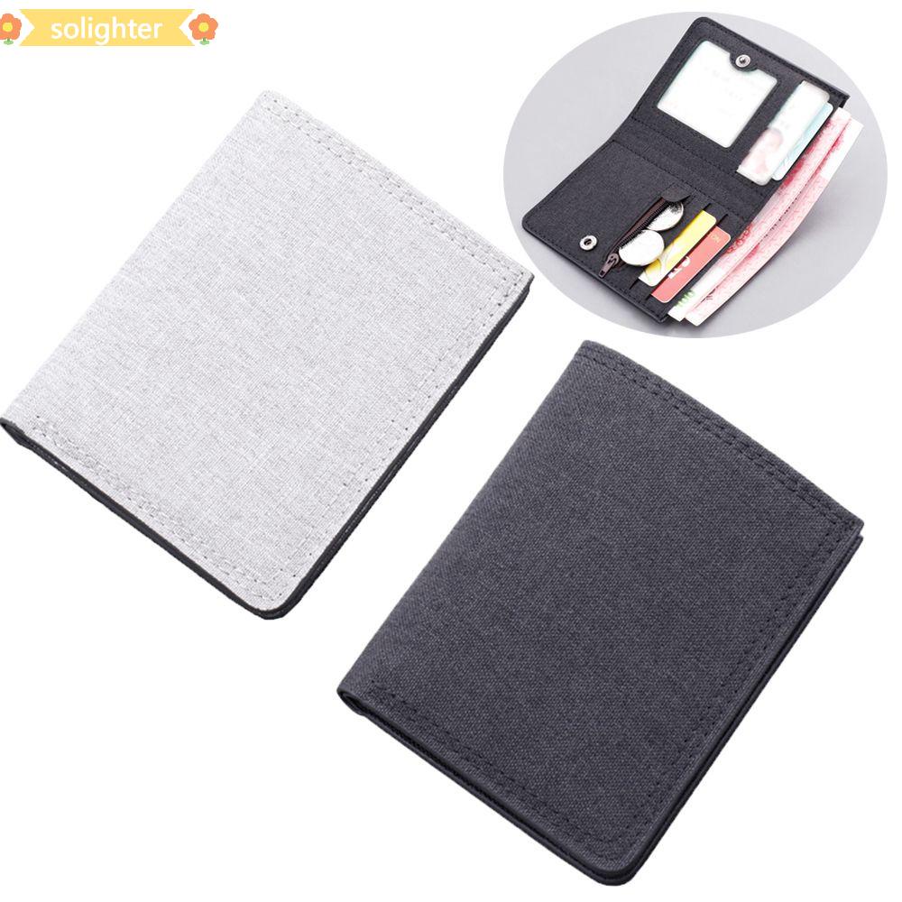 SOLIGHTER Simple Men Short Wallet Canvas Multi-functional Mini Coin ...