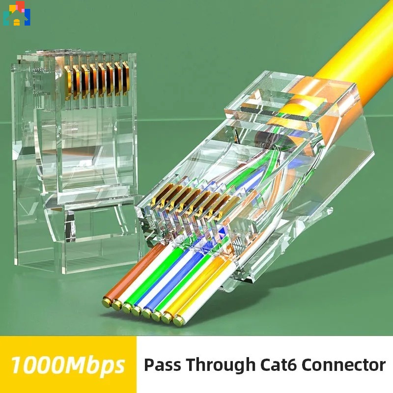 Serpoo 10Pcs/30Pcs/50Pcs Transparent CAT6 Pass Through RJ45 Modular ...
