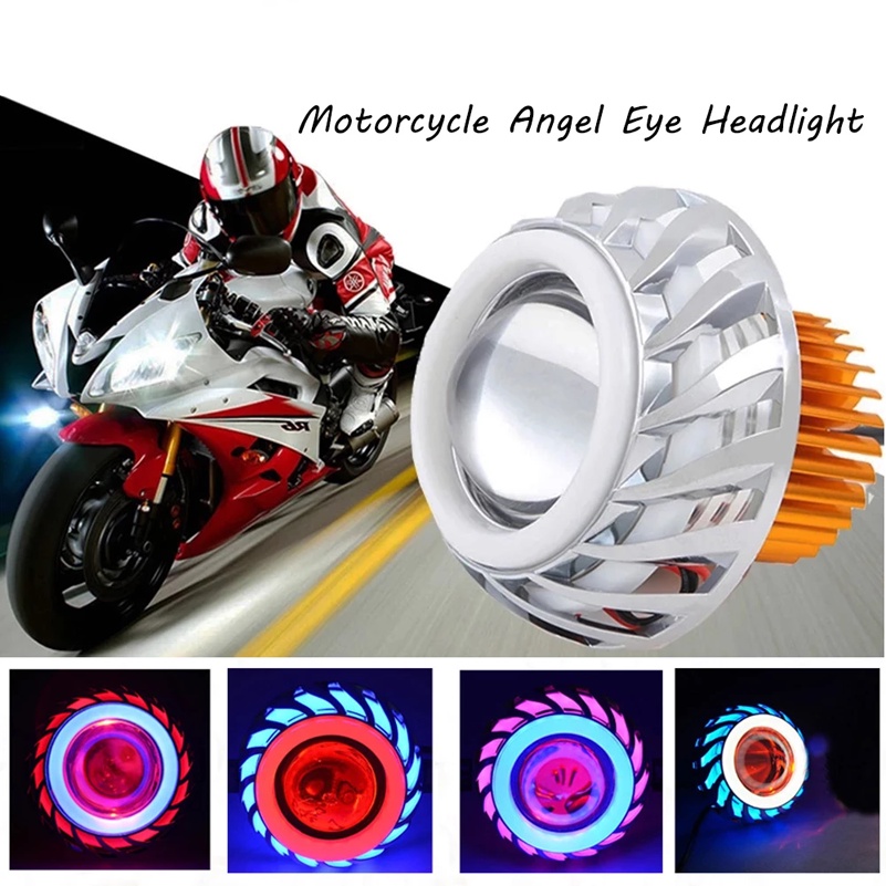 Car Motorbike Motorcycle Head 30W LED Angel Eyes Headlight Lens High ...