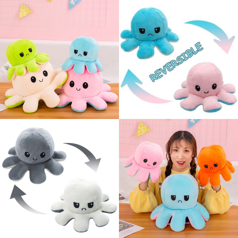 Cute Flip Octopus Plush Toy Face Changing Octopus Stuffed Toy Mood ...