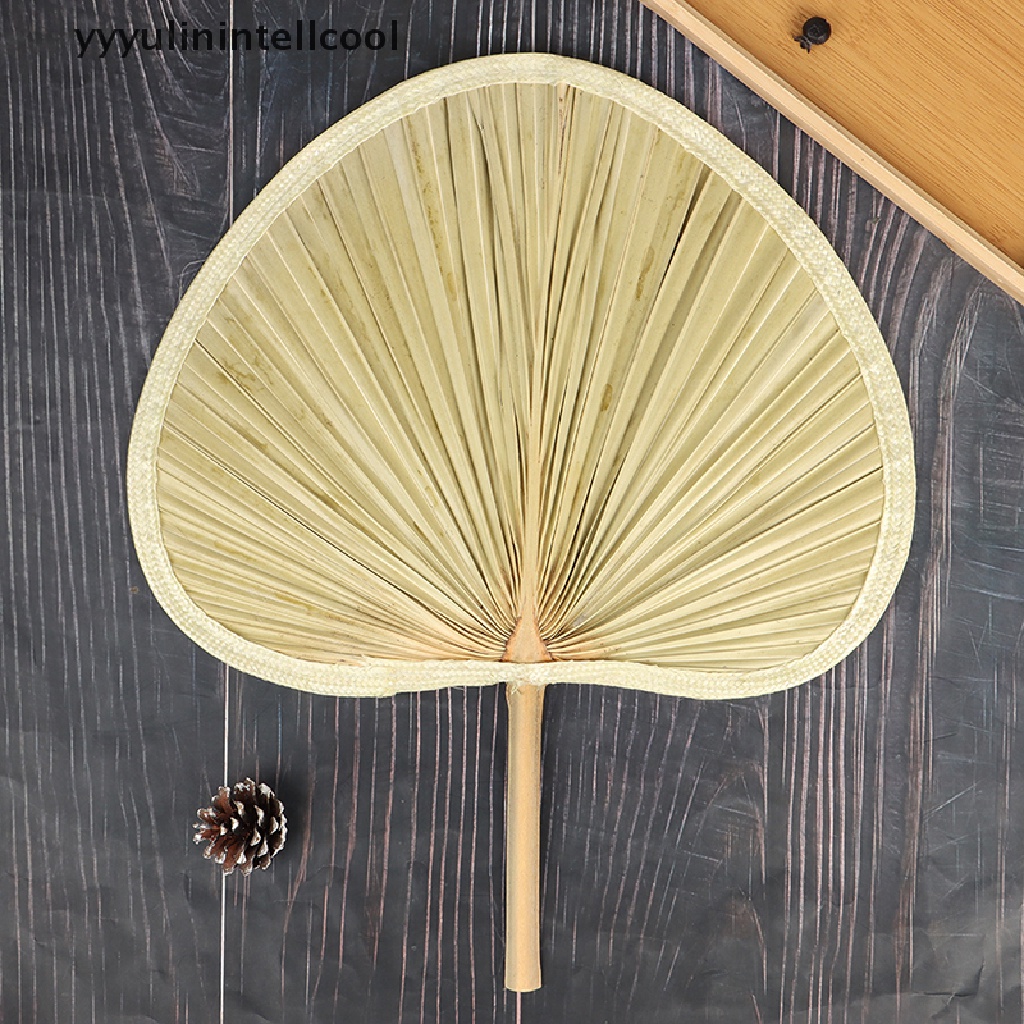 yyyulinintellcool Straw Fan DIY Hand-woven Palm Leaf Woven Summer ...