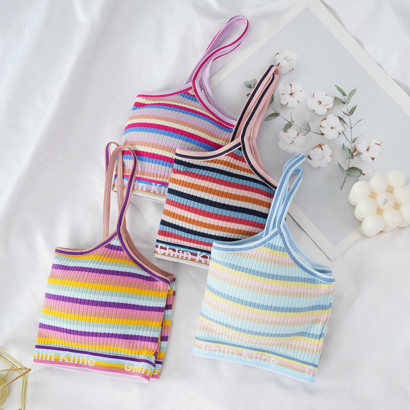 ECMLN Striped Tank Tops for Women Small Breasts Girl Camis Breathable ...