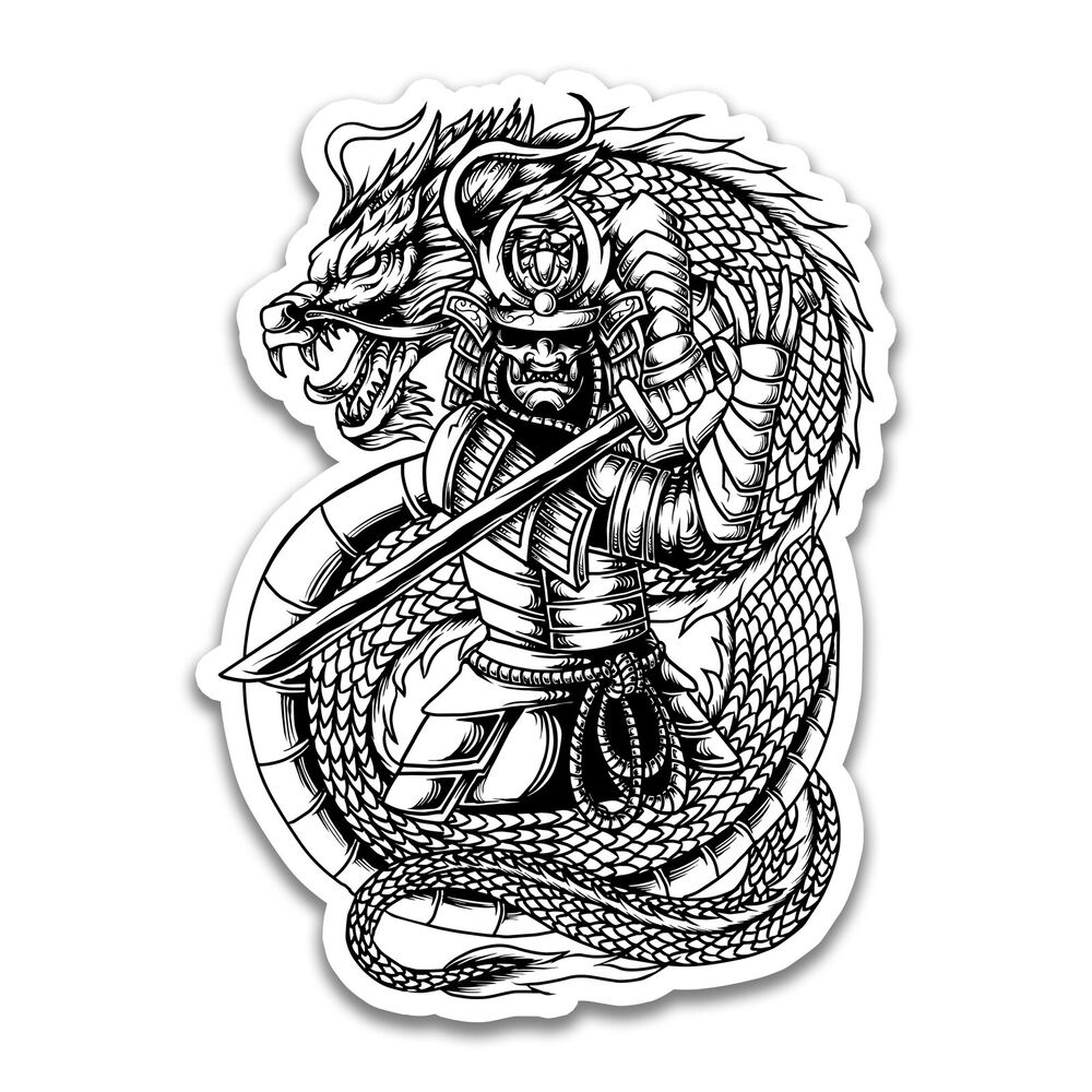 Dragon Samurai JDM Sticker Vinyl Decal Japanese Car Motorcycle Rising ...