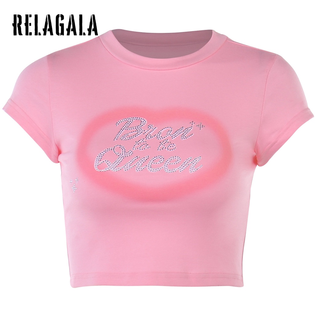 Relagala Womens 2023 New Fashion Round Neck Casual Sexy Street Solid