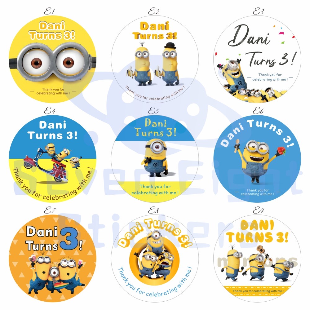 10Pcs Custom Minions Sticker - Children birthday Stickers Party Labels ...