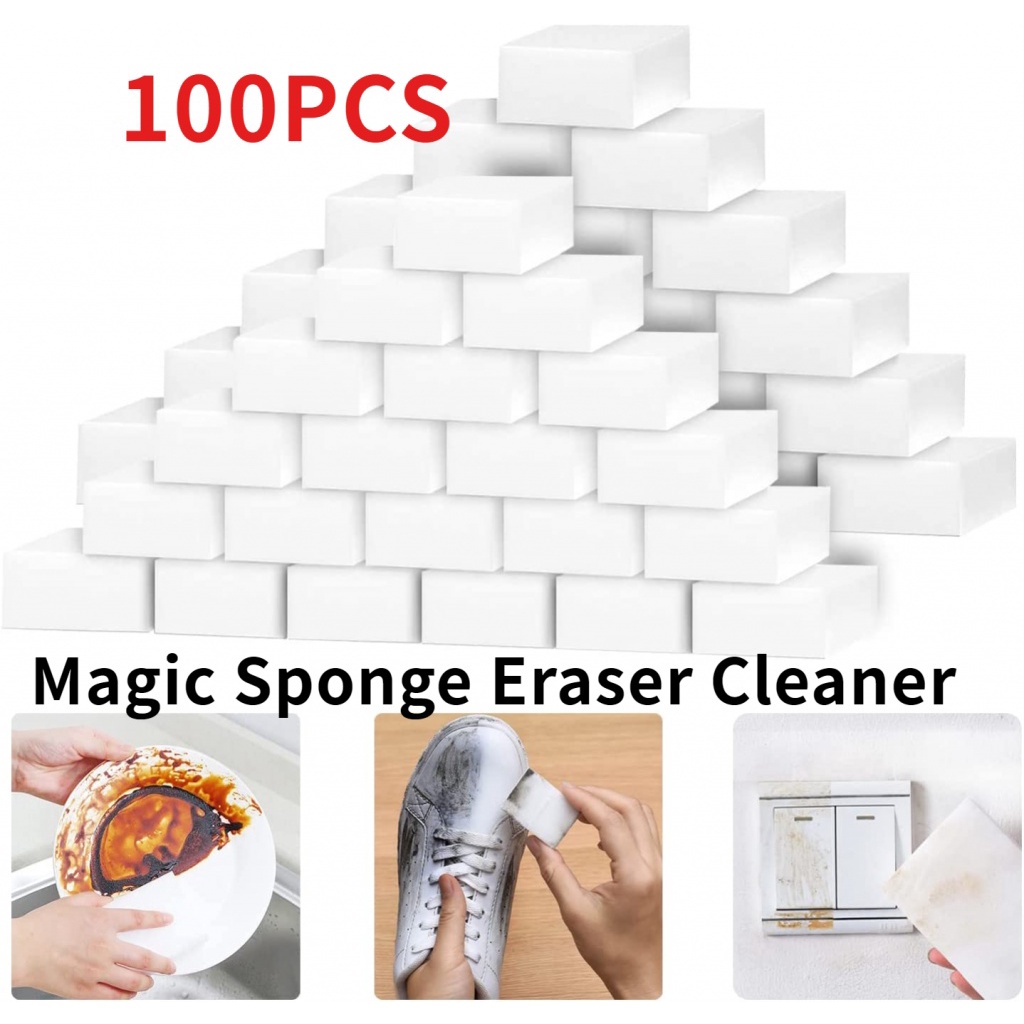 100 Pack Magic Sponges Eraser for Cleaning, Premium Reusable Melamine ...