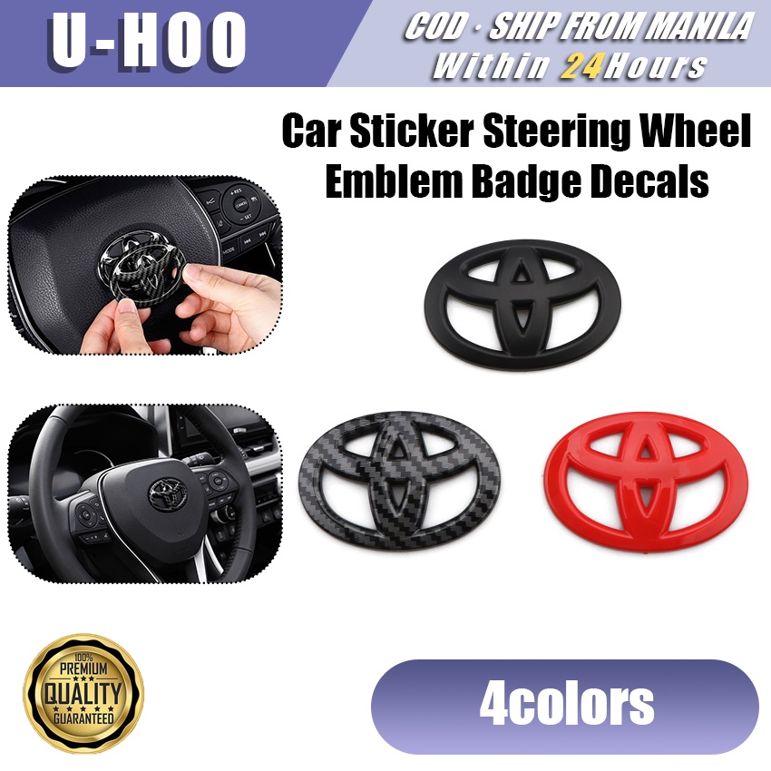 6.5*4.5CM Carbon fiber Toyota Steering wheel Emblem ABS Toyota logo ...