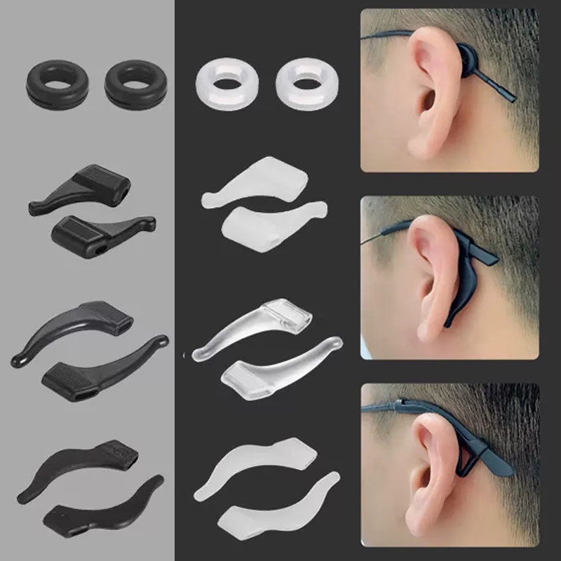 2PCs Silicone Anti-Slip Glasses Ear Grip Holder Eyeglasses Temple Tip ...