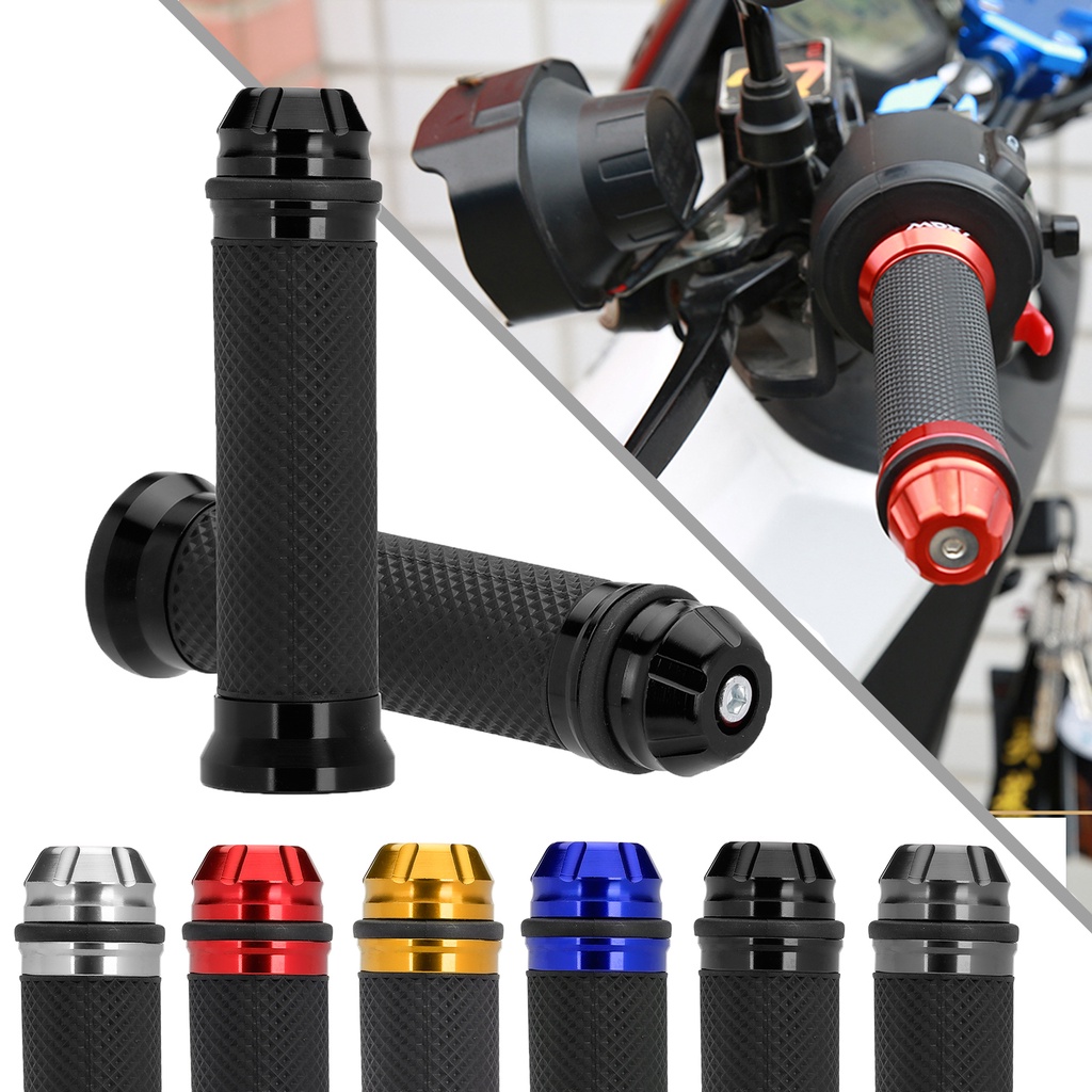 2X Handle Grip Rubber With Bar End Universal Motorcycle Racing Alloy ...