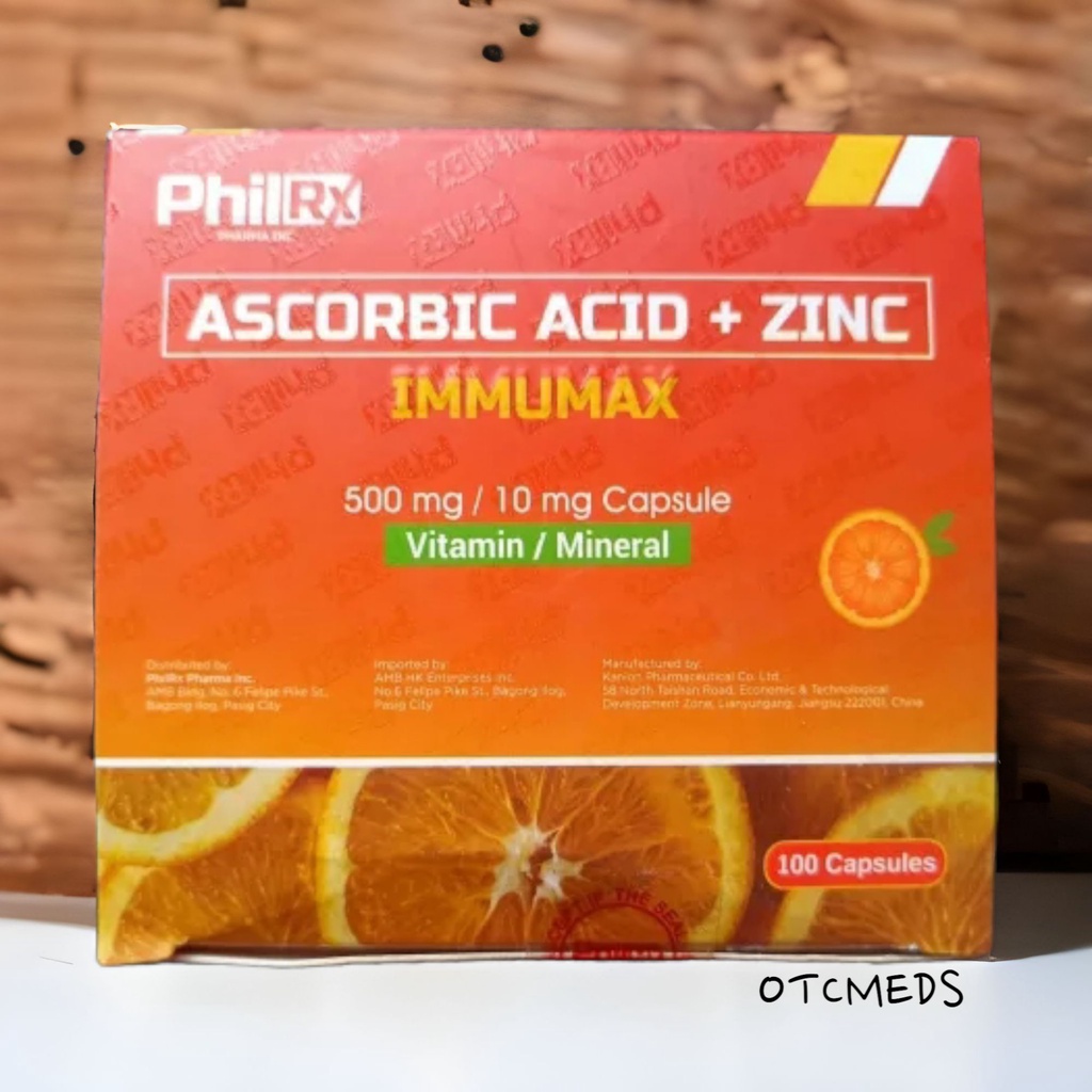 IMMUMAX Ascorbic Acid + Zinc 500mg/10mg 100 tablets/box | Shopee ...