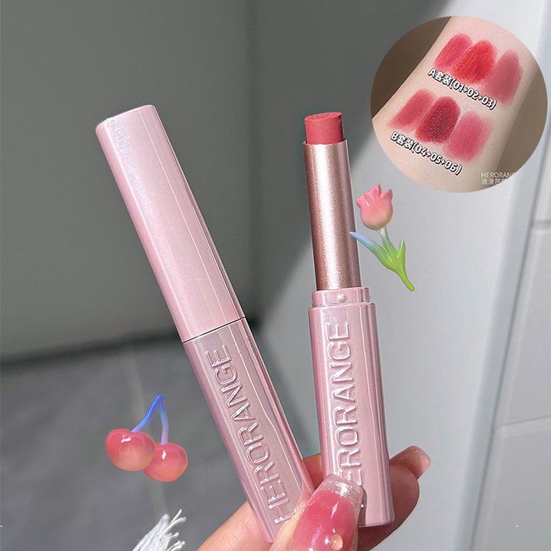 HERORANGE Romantic Ballet Lipstick Pink Small Square Tube Velvet Water ...