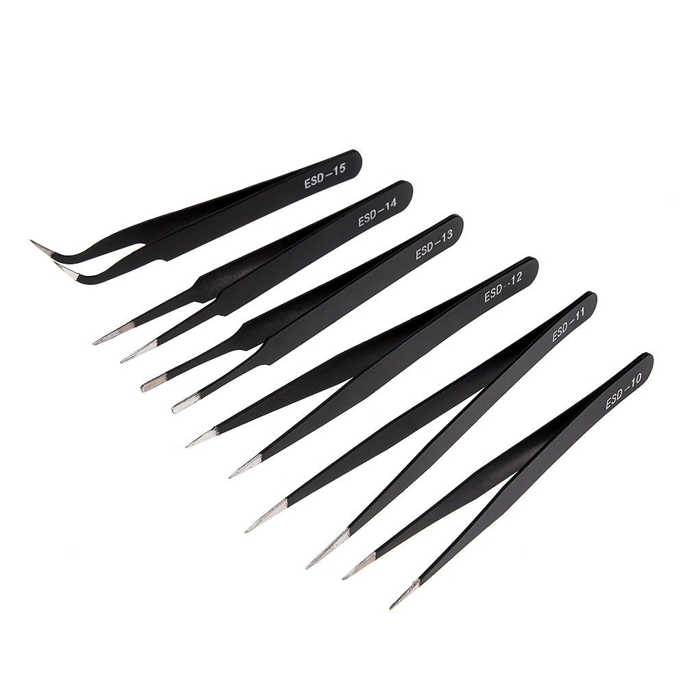 6PCS Precision Tweezers Set ESD Anti-Static Stainless Steel Tweezers ...