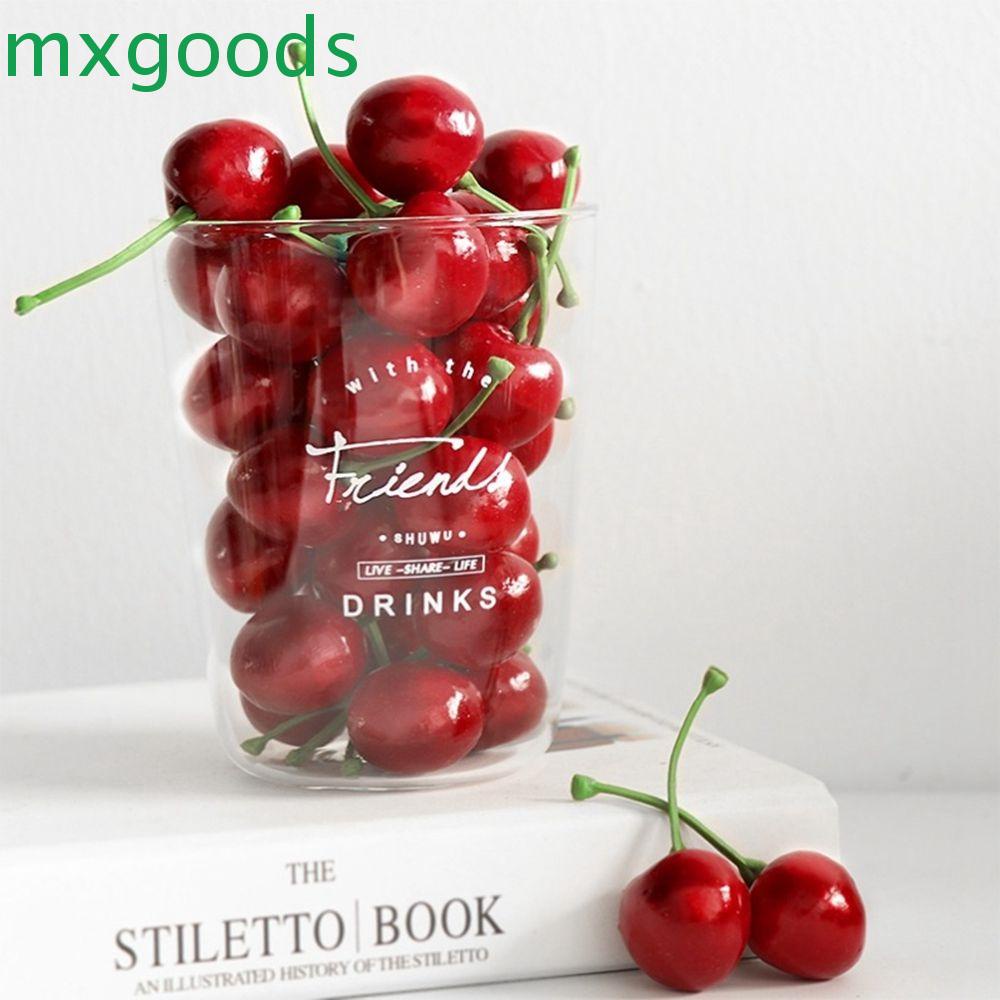 MXGOODS Artificial Cherries Kitchen Party Decoration Fruit Ornament Lifelike Food Crafts Faux ...