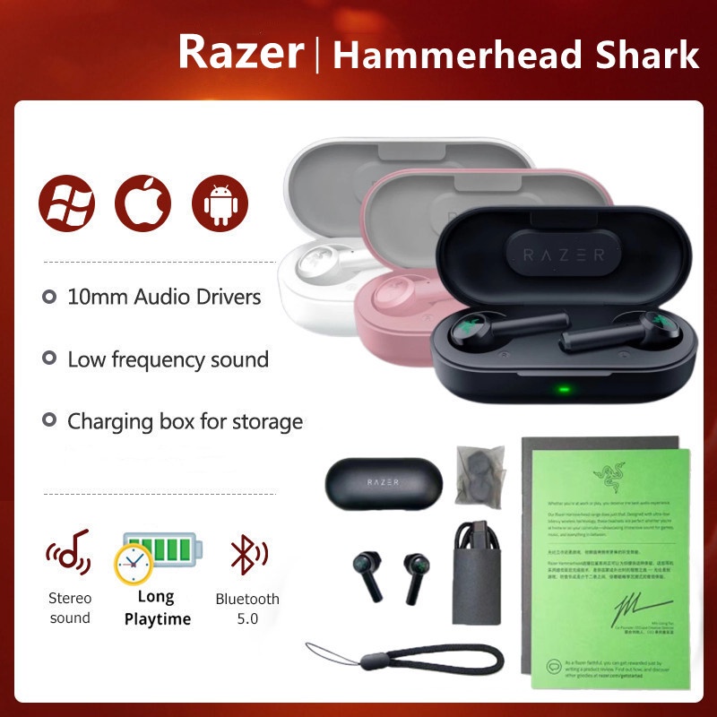 Razer Hammerhead True Wireless Bluetooth Gaming Noise-Cancelling Low ...