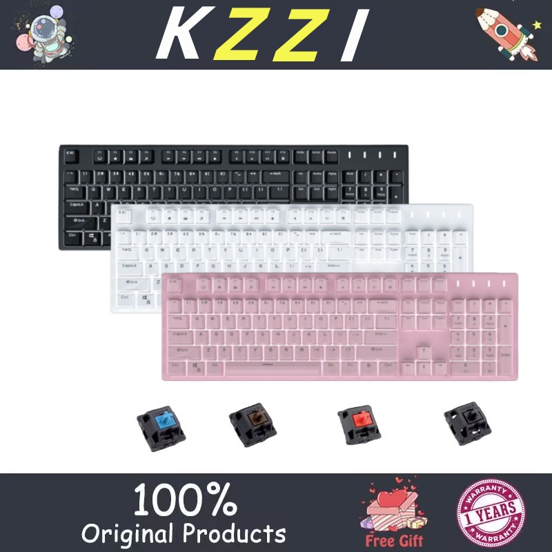 Kzzi K104 wired mechanical keyboard PBT transparent key cap | Shopee ...