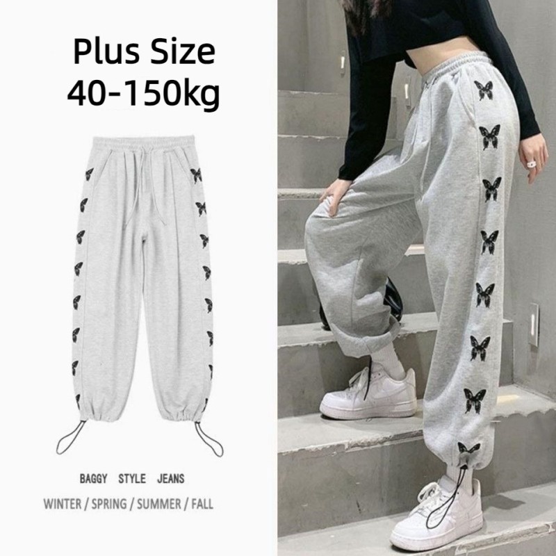 【Harem Pant Oversized】(40-150kg) Women Thin Loose Cotton Plus Size ...